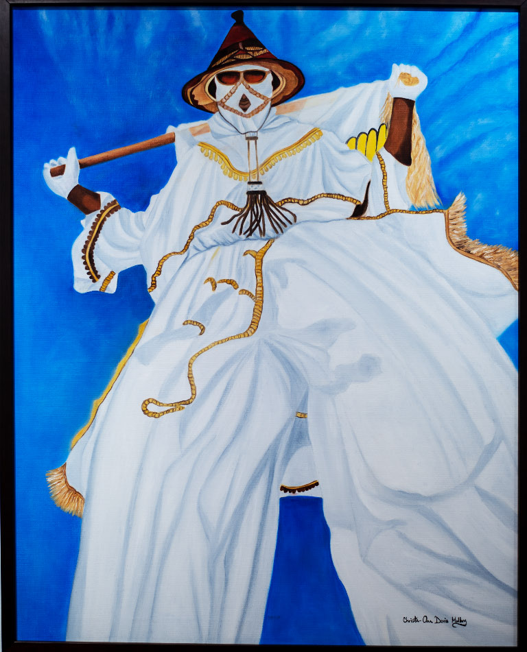 Moko Wearing White Framed - Montgomery's Lone Star Art Gallery